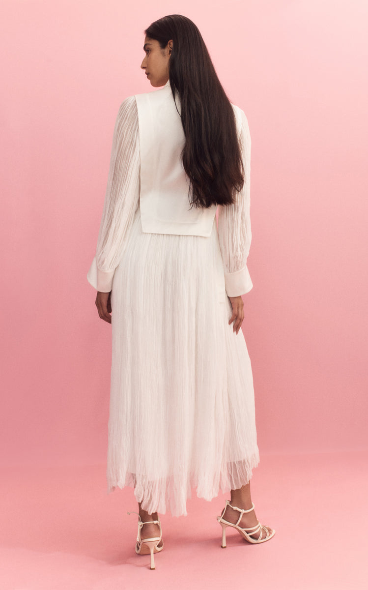 Aerial Bib-Front Crinkled Maxi Dress – Petite Chérie